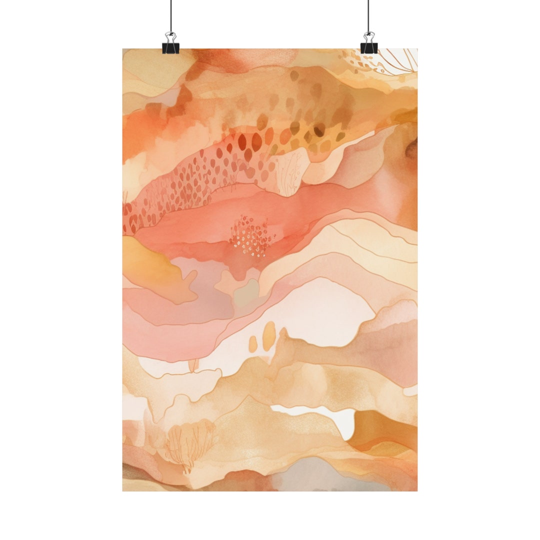 Coral Poster, Orange Art, Wall Decor, Watercolor Poster, Peach Orange ...