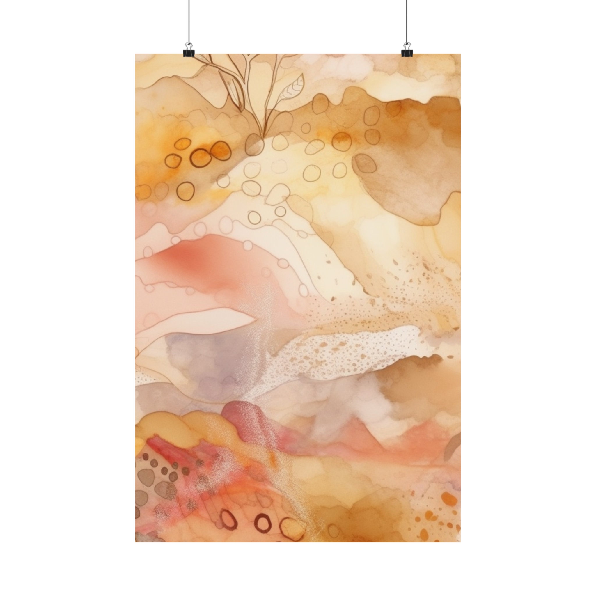 Coral Poster, Orange Art, Wall Decor, Watercolor Poster, Peach Orange ...