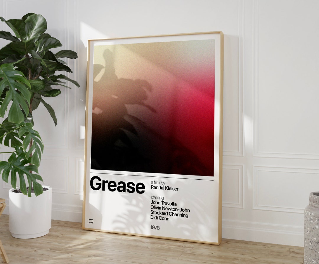 Grease, Grease Movie Poster, Minimalist Film Print, Gradient Aura Wall ...