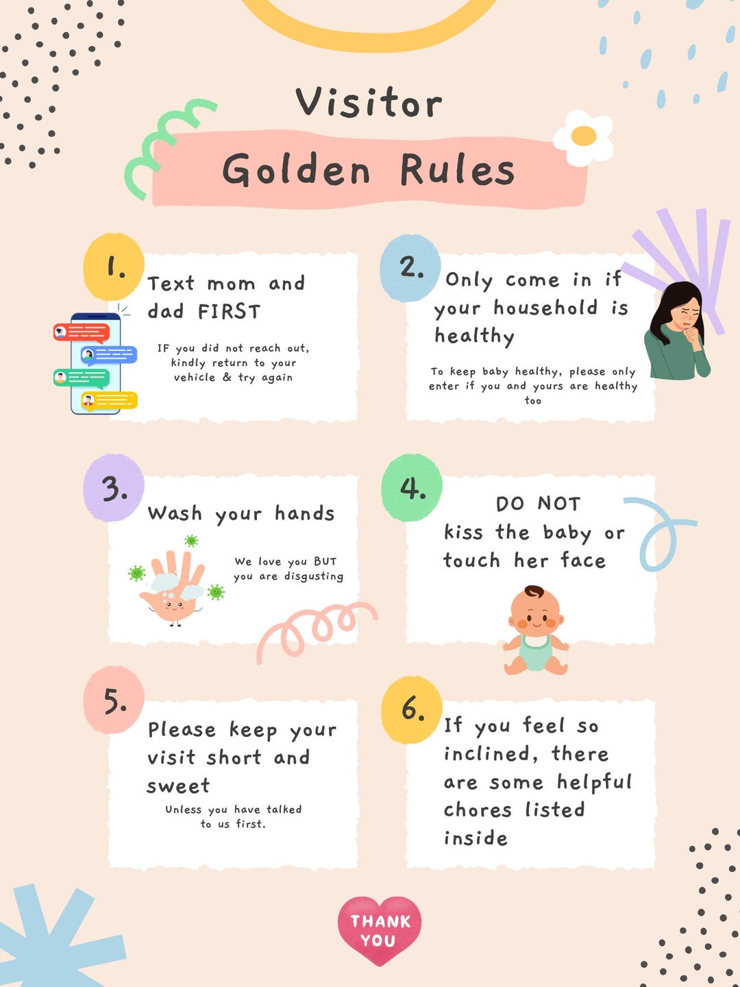 New Baby Visitor Golden Rules - Etsy