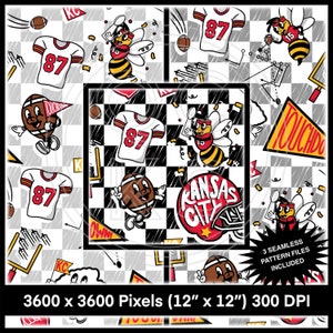 Kansas City Retro Football Seamless Pattern 1 (coordinating Pngs ...