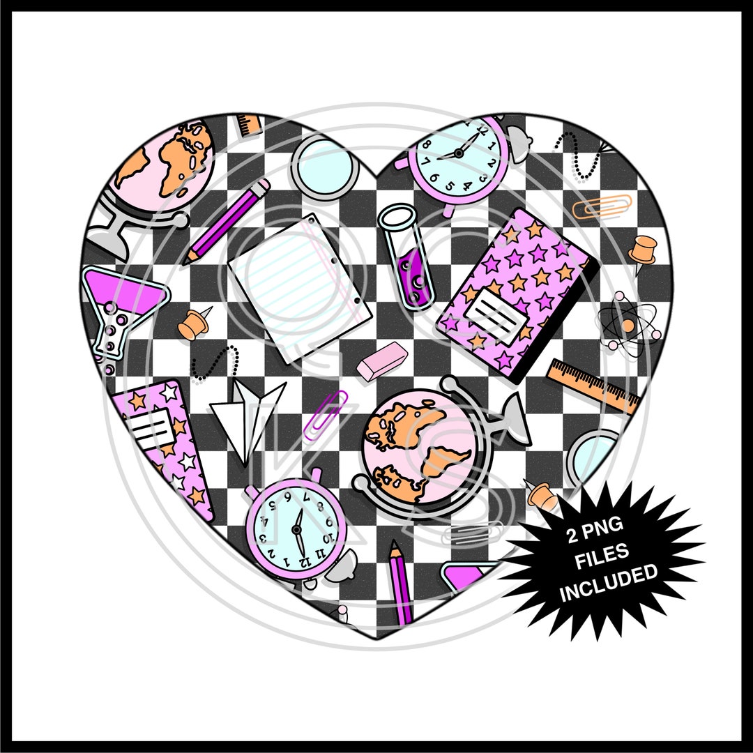 Back to School Pink Orange Science PNG (coordinating Seamless Patterns ...