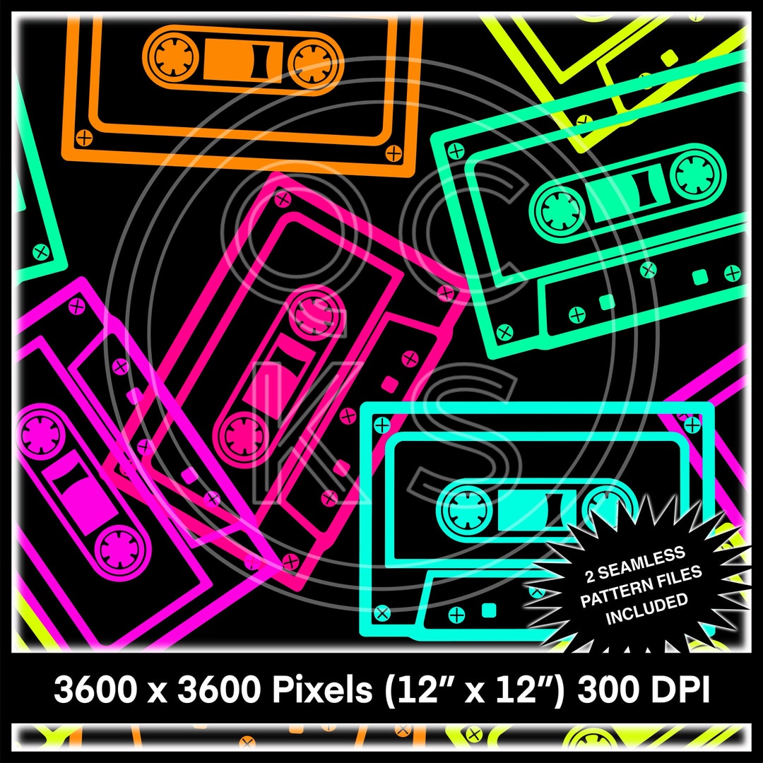 Neon Cassette Tapes Seamless Pattern - Etsy