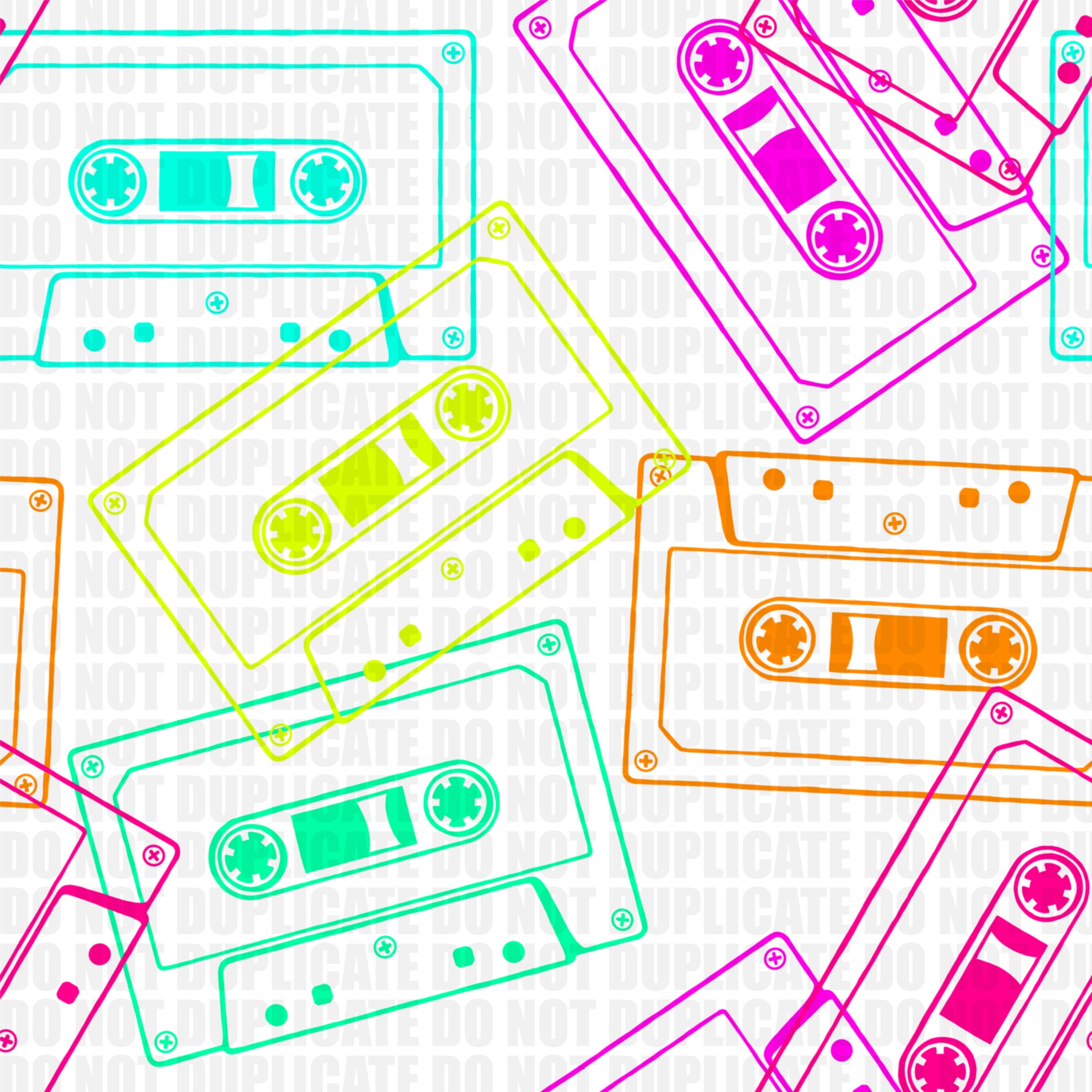 Neon Cassette Tapes Seamless Pattern - Etsy