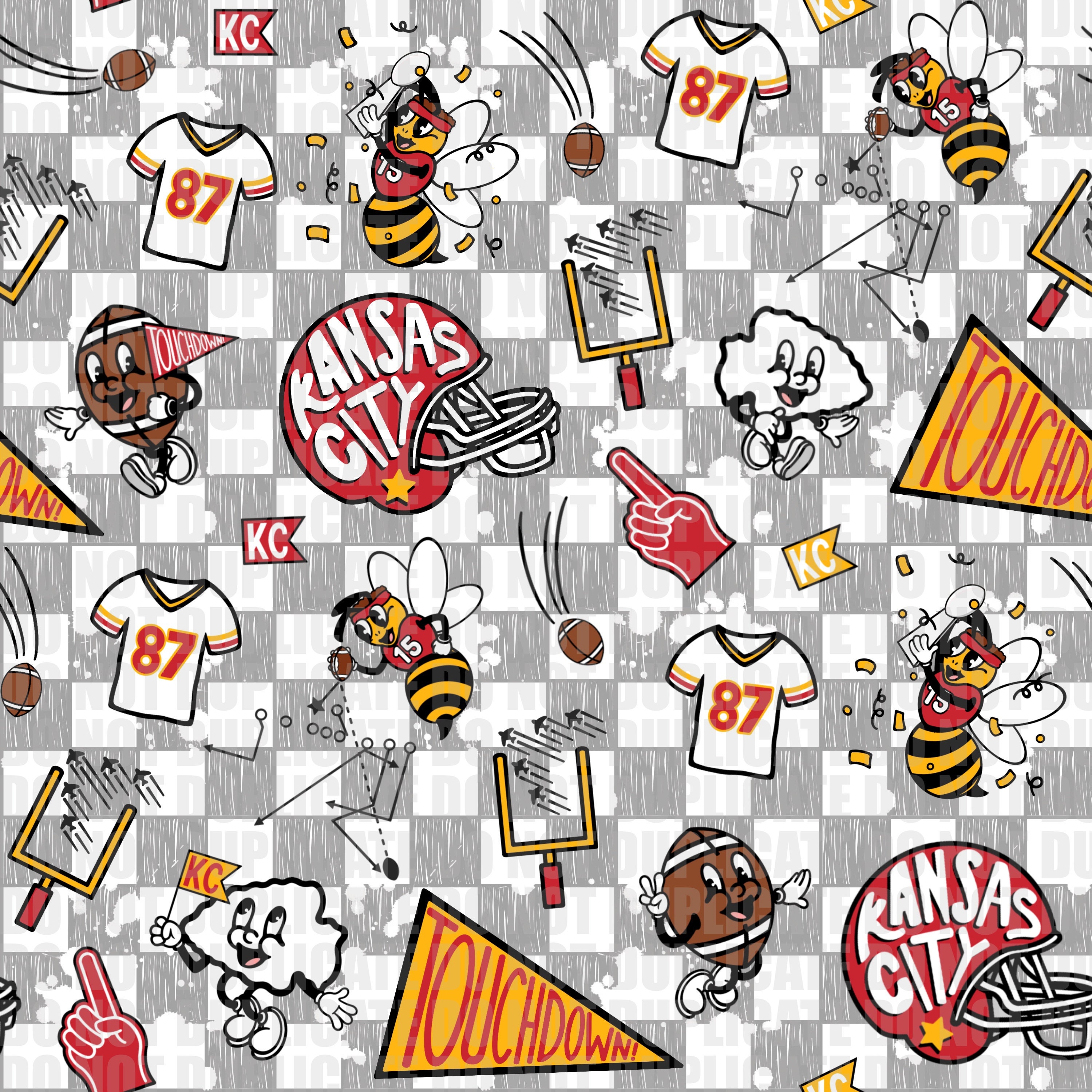 Kansas City Retro Football Seamless Pattern 1 coordinating - Etsy