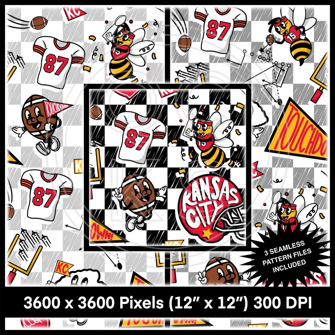 Kansas City Retro Football Seamless Pattern 1 (coordinating Pngs ...