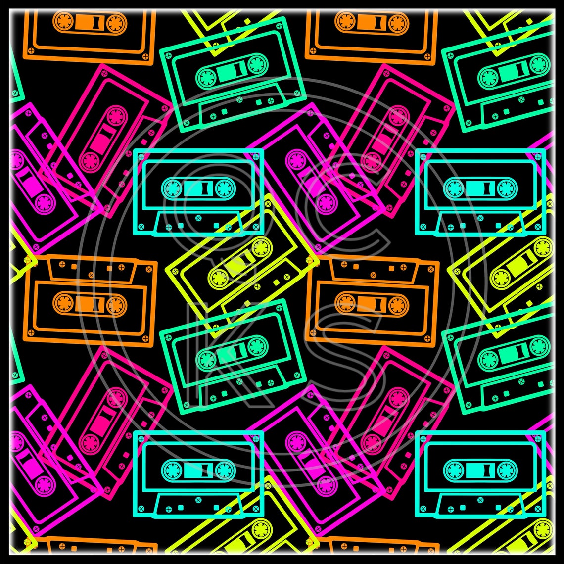 Neon Cassette Tapes Seamless Pattern - Etsy