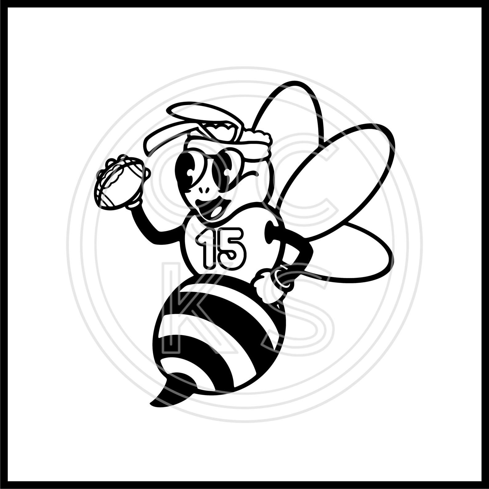 Retro Football Wasp Outline PNG - Etsy