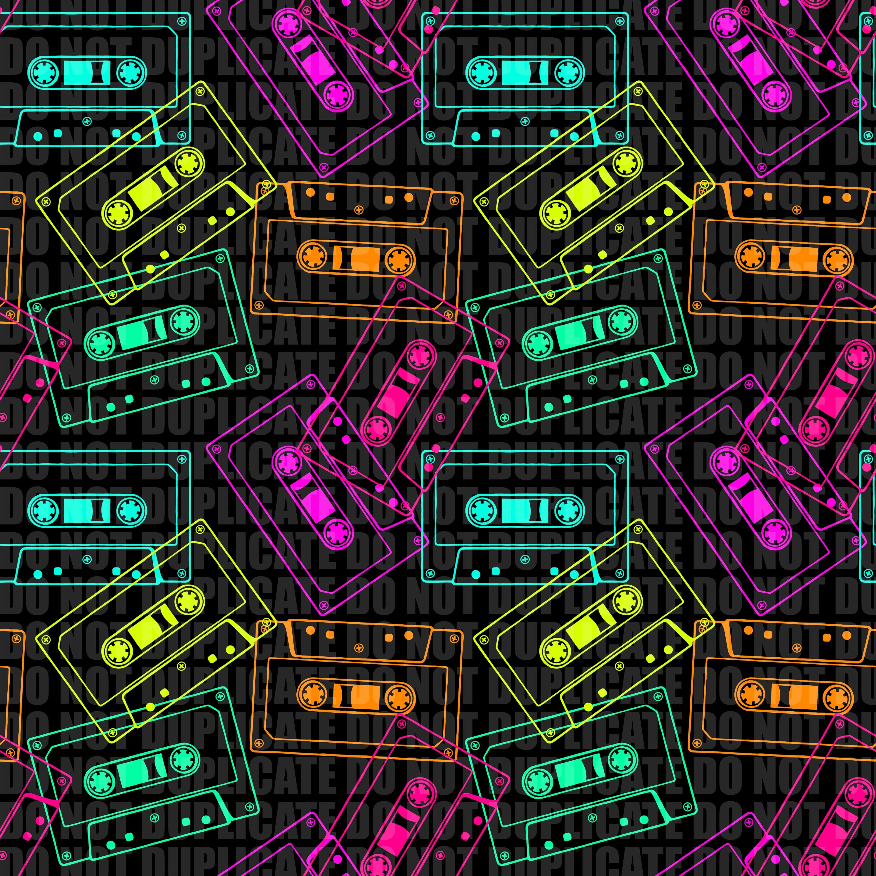 Neon Cassette Tapes Seamless Pattern - Etsy