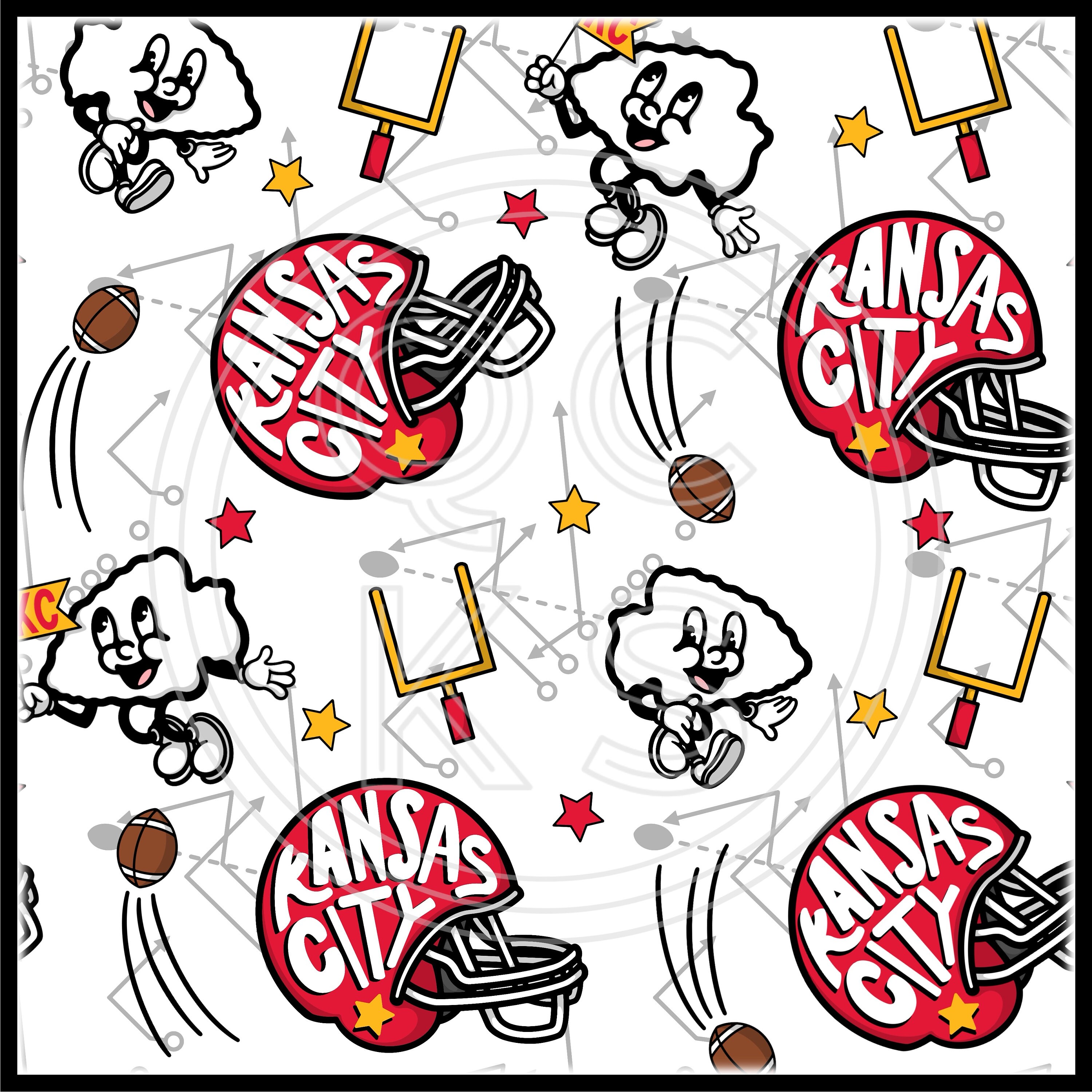 Retro Kansas City Football Wasp Formation Seamless Pattern - Etsy