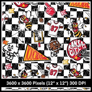 Kansas City Retro Football Seamless Pattern 1 (coordinating Pngs ...