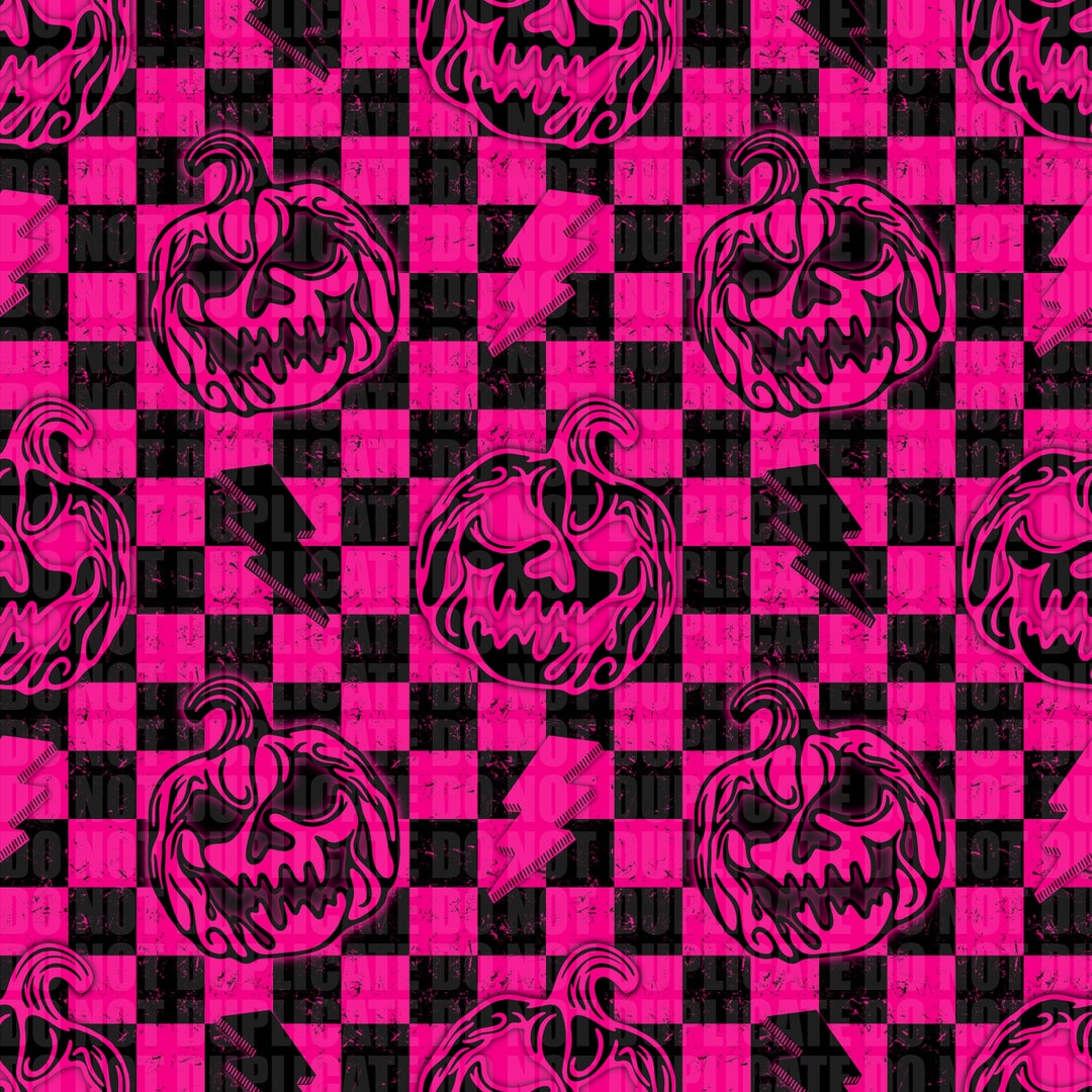 Pink Distressed Checkered Jack-o-lantern Halloween Seamless Pattern - Etsy