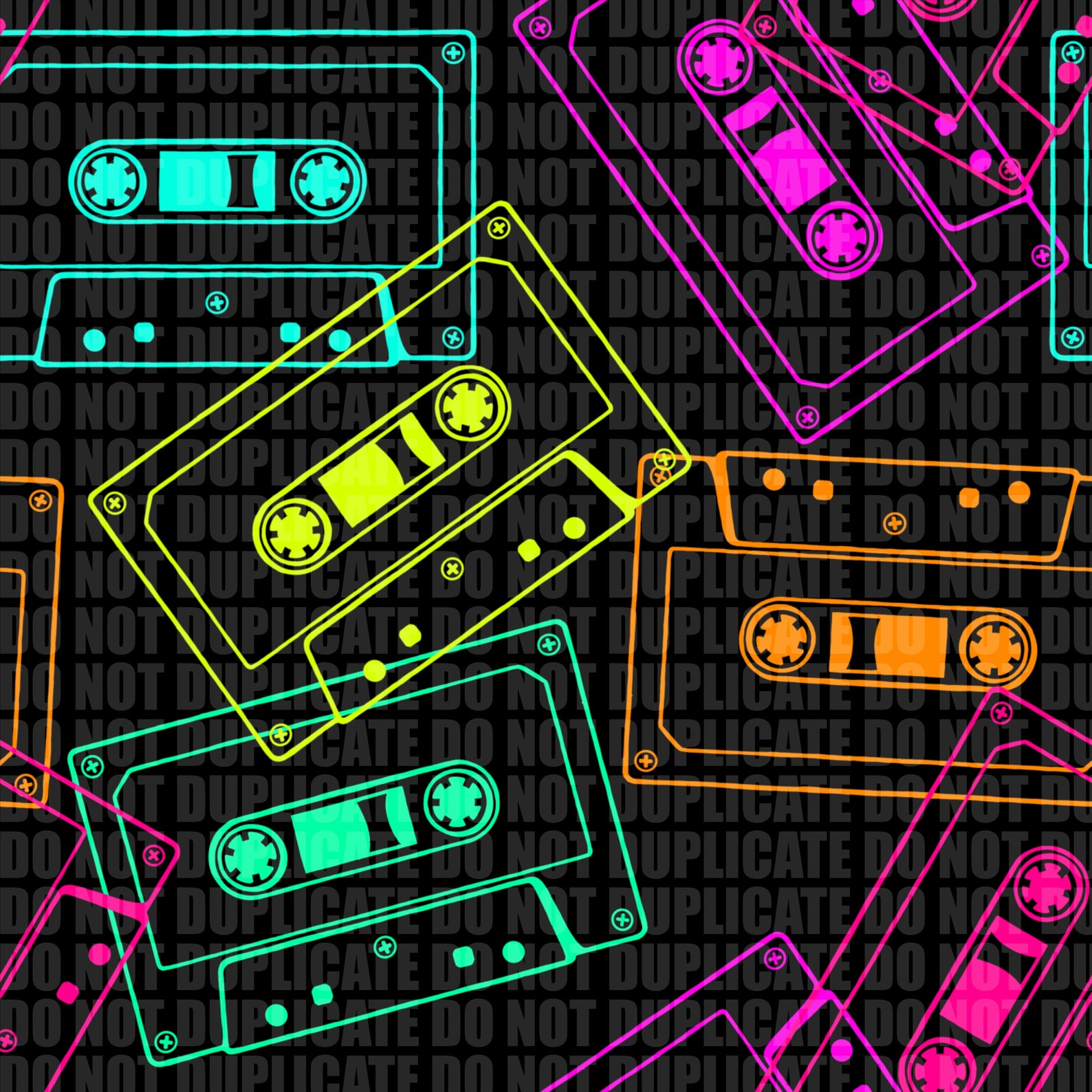 Neon Cassette Tapes Seamless Pattern - Etsy