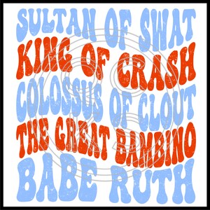 Babe Ruth Retro Wave PNG - Etsy