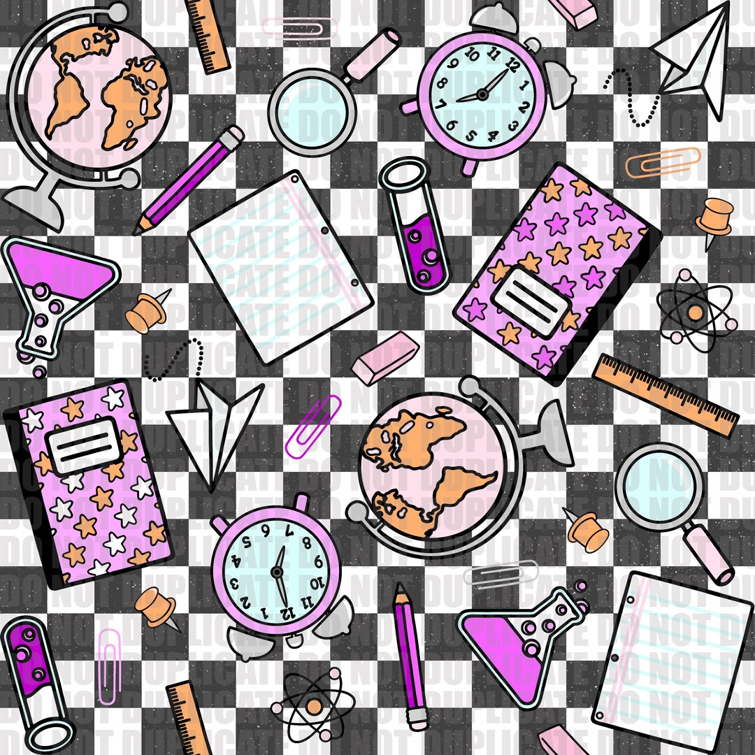 Back to School Pink Orange Science Seamless Pattern - Etsy