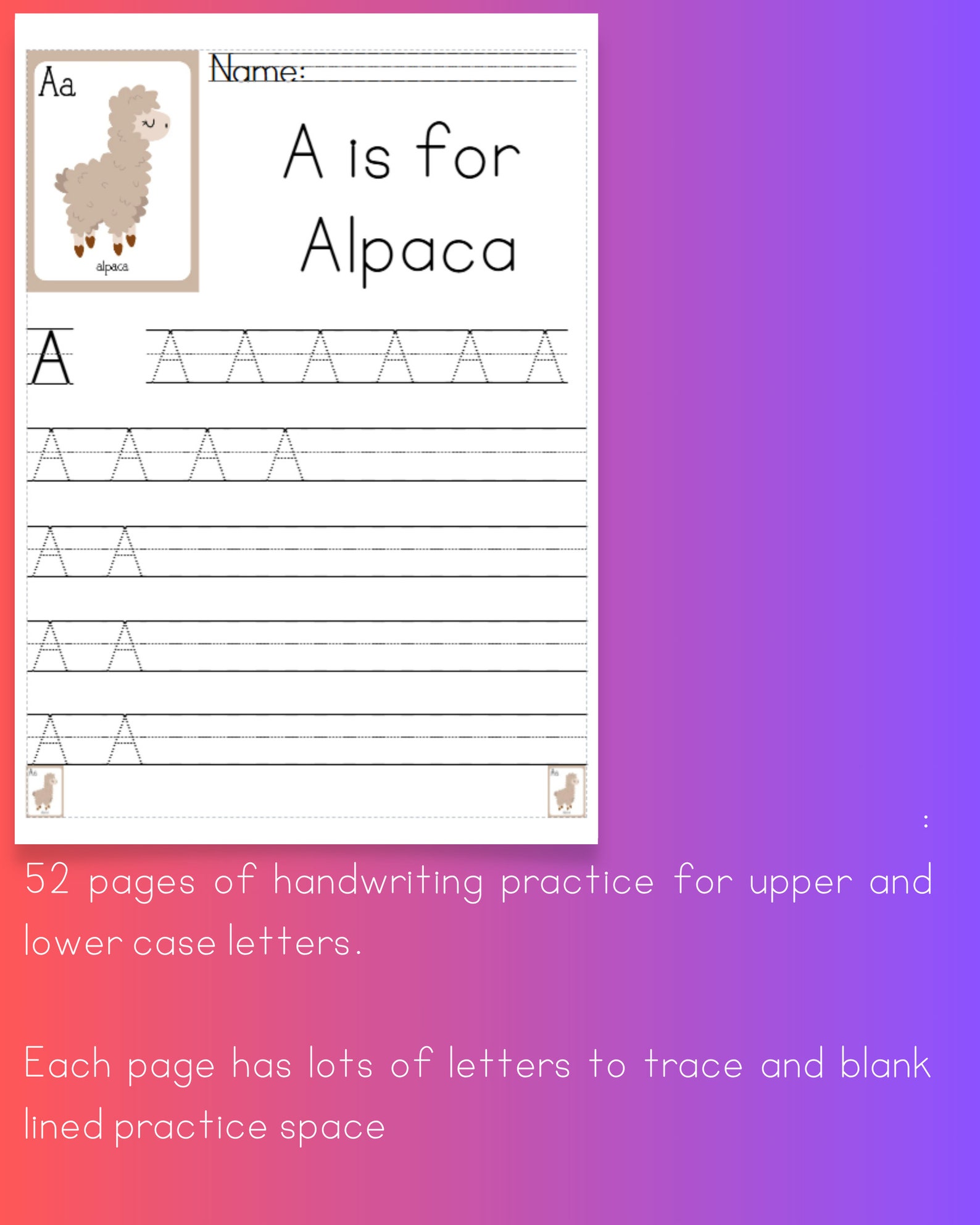 Alphabet Tracing Worksheets, Handwriting Practice, Upper and Lowercase ...
