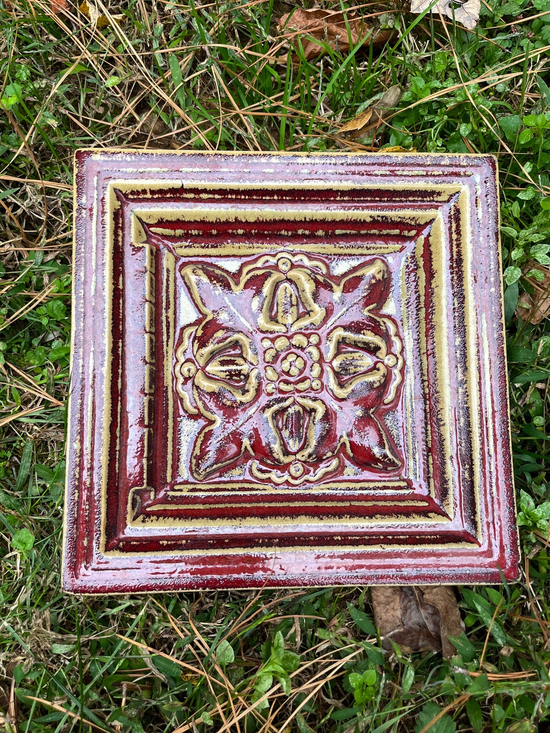 Vintage Red Ceramic Heavy and Oversized 9x9 Southwestern Pottery ...