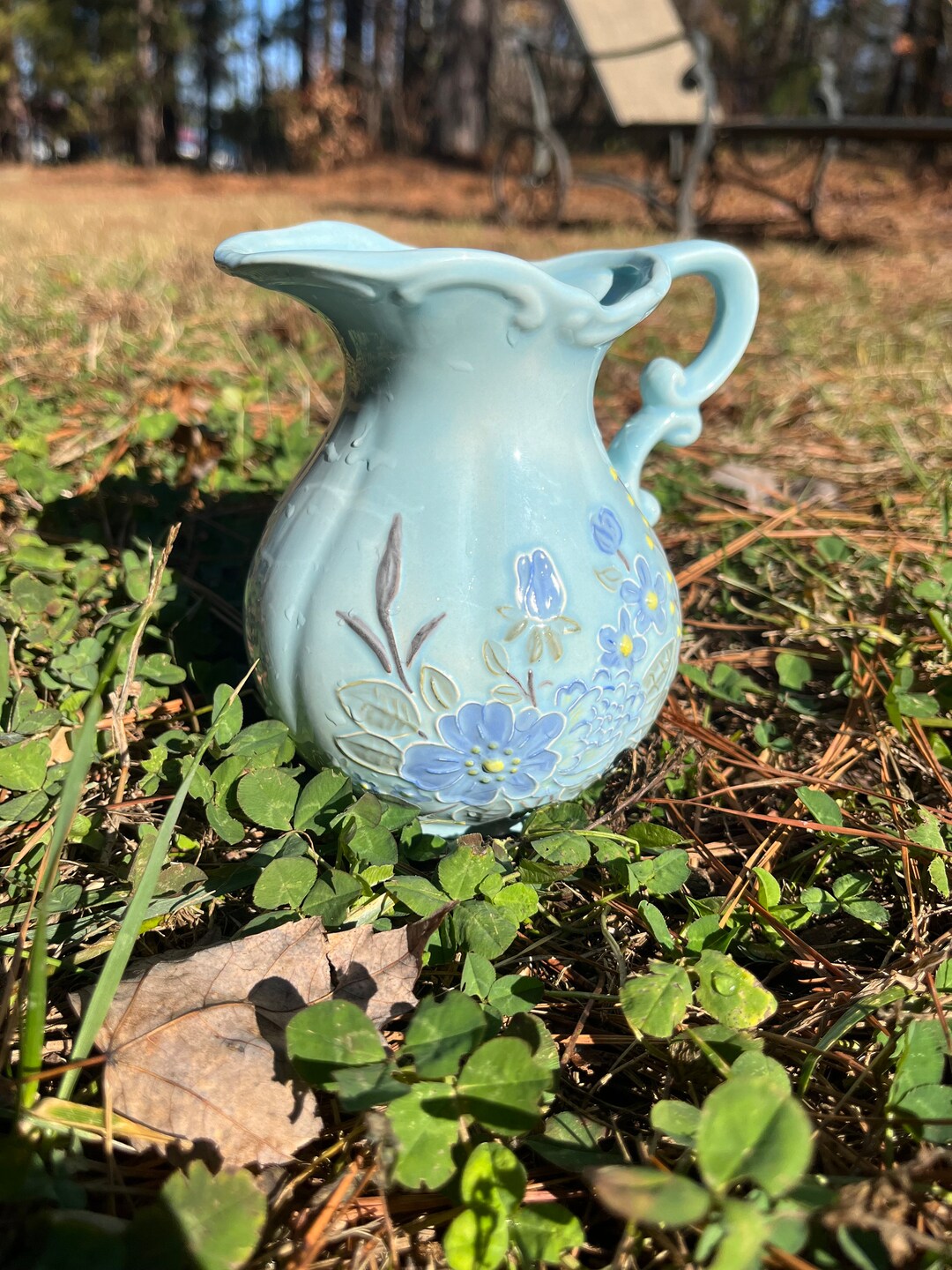 Vintage Mini Pitcher With Blue Forget-me-nots. - Etsy