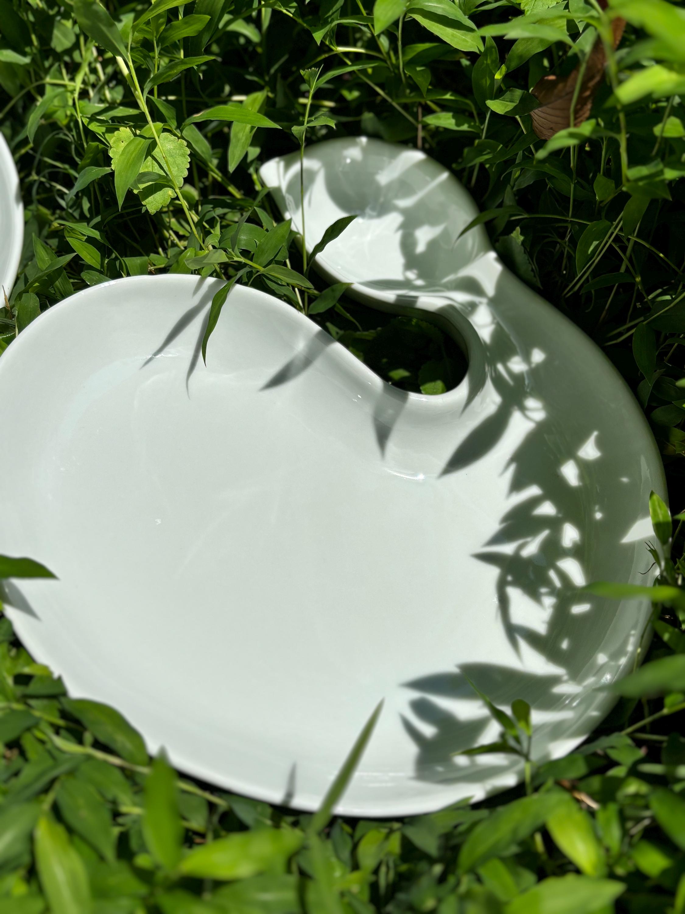 2 Italian Ceramic Hand Made Plates. Unique Swan Shaped White Medium ...