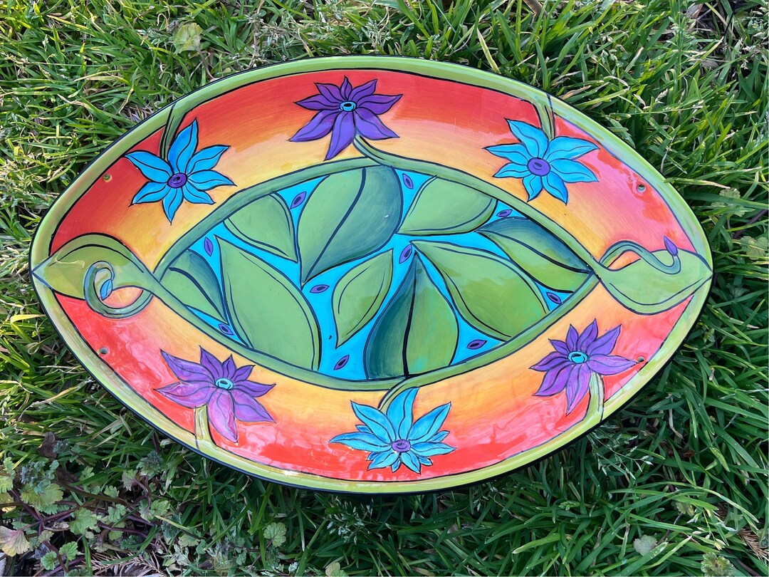 Terri Kern Hand Made Ceramic Oval/eye Shaped Platter/wall Decor Plate ...