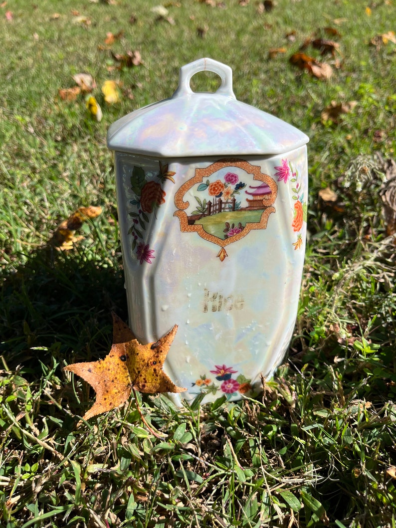 Vintage German Porcelain Iridescent Rice Container With Lid. - Etsy