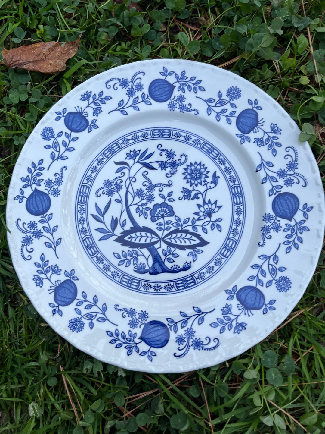 Blue Onion Pattern on a Blue Heritage Plate. Original, Made in England ...
