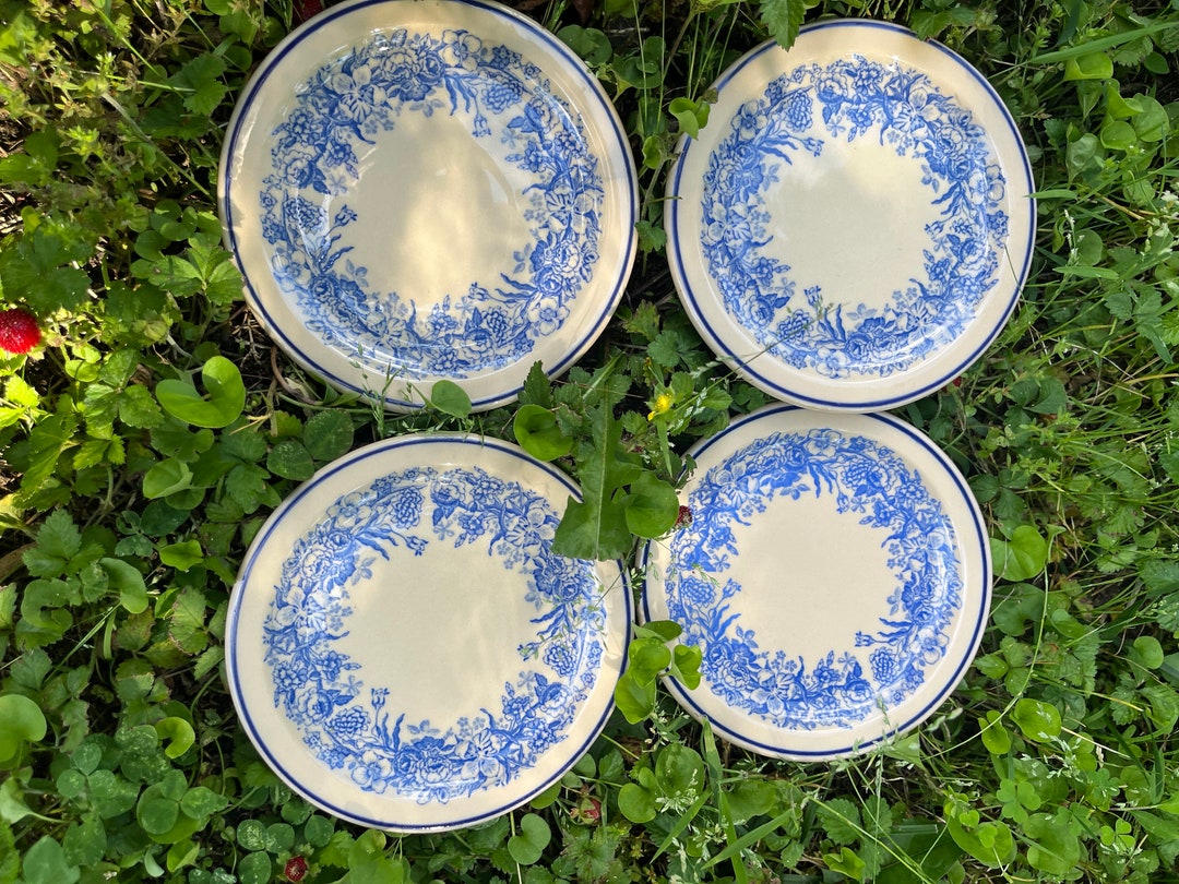 Set of 4 Inca Ware Mini Plates in Blue and White Peonies Pattern ...