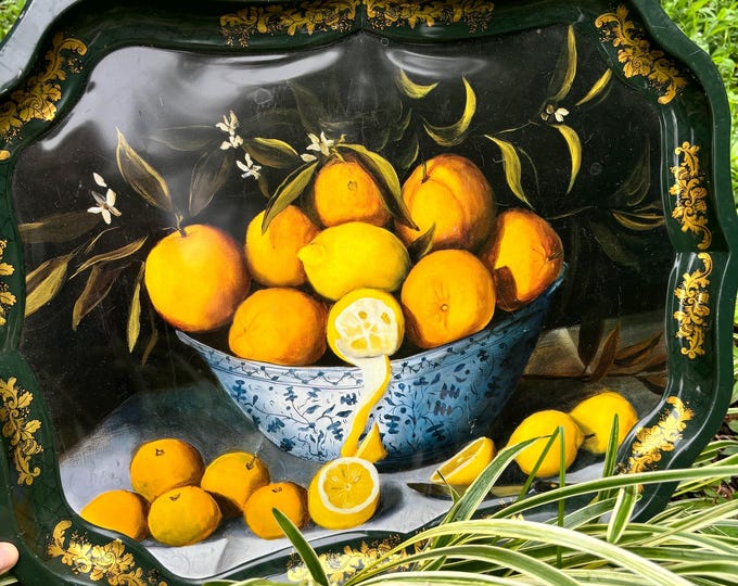Ian Logan London UK Extra Large Vintage Metal Tray Painted by Sara Hay ...