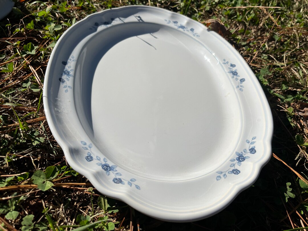 Pfaltzgraff Large Blue Roses Poetry Serving Oval Platter - Etsy