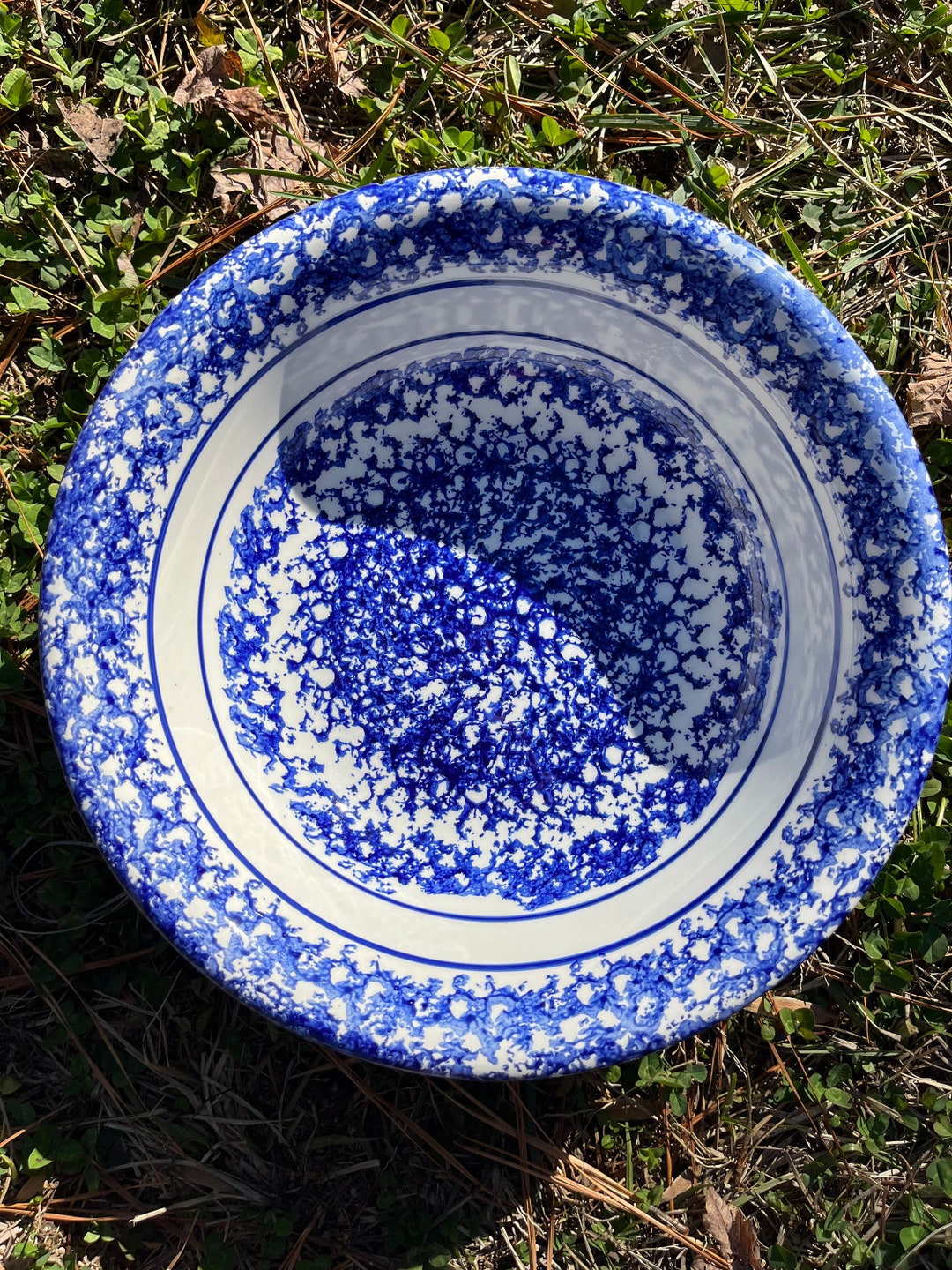 Blue and White Spongeware Bowl From Himark. Made in Italy. - Etsy