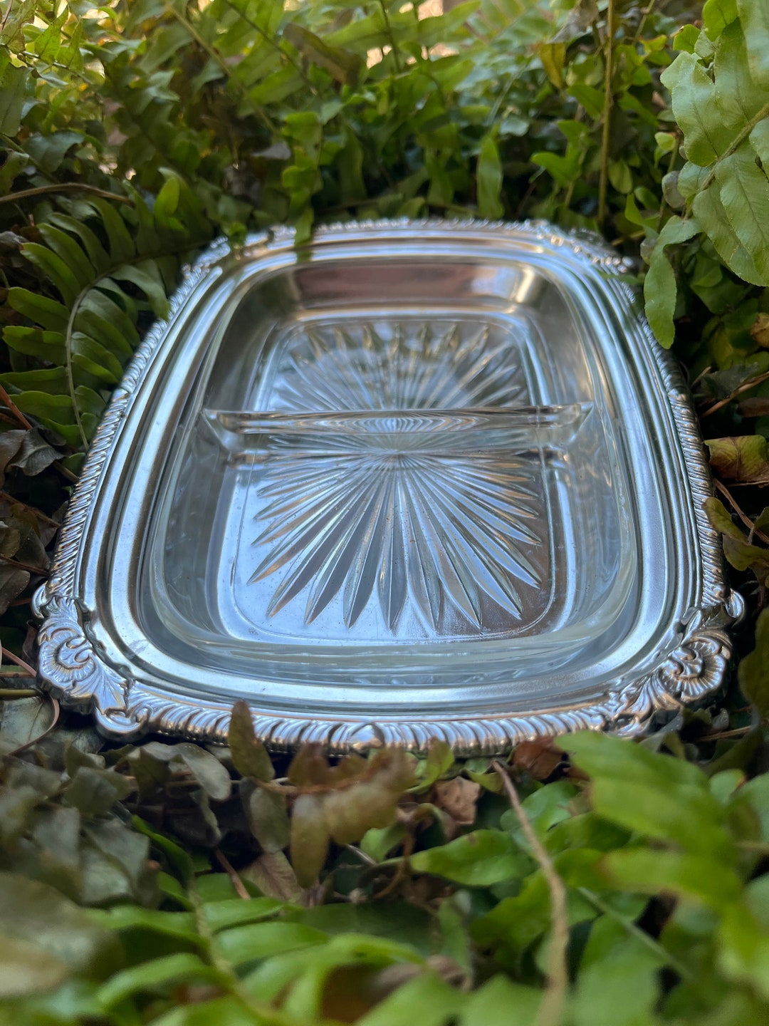 Mid Century Glass/silver Relish Tray by Shelton Ware NYC - Etsy