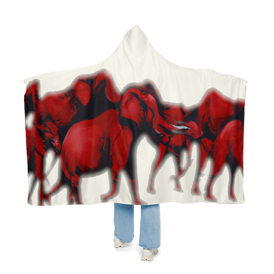 Alabama Crimson Red Elephant Herd Sherpa Hooded Blanket, Crimson Tide ...