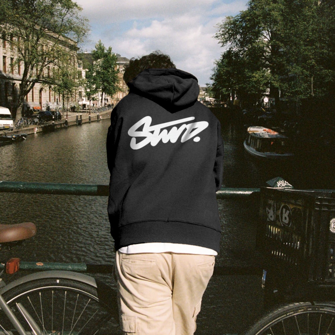 STWD Logo Black Hoodie French Minimalist Streetwear Sweatshirt Classic ...