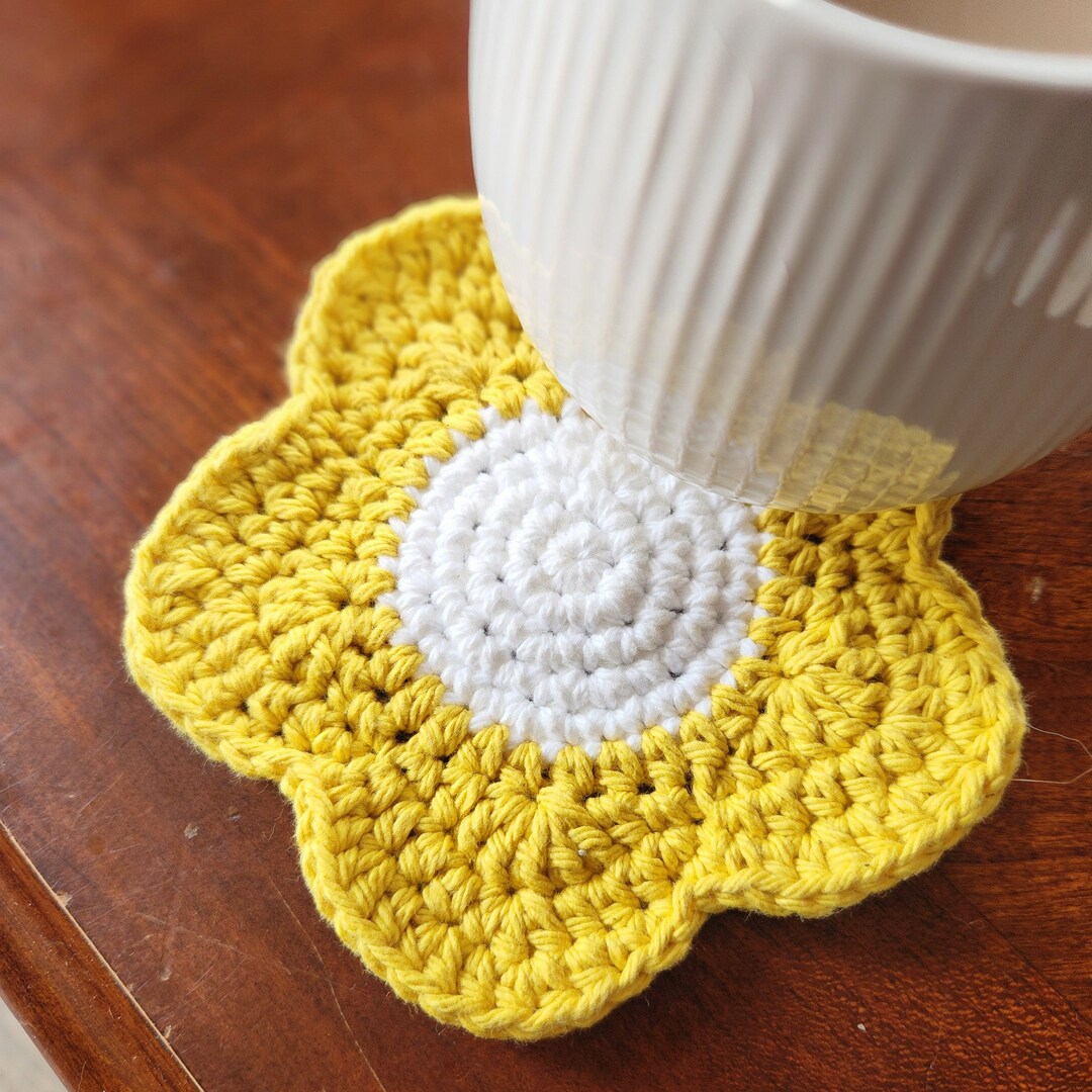 Crochet Flower Coaster, Cotton Table/desk Coaster for Hot or Cold ...