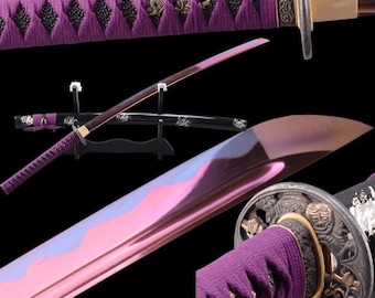 Samurai Katana Sword Handmade Purple Blade - Etsy