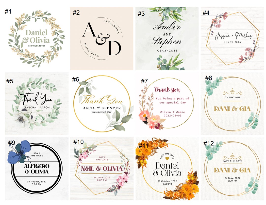 Personalized Stickers, Wedding Labels, Thank You Stickers, Save the ...
