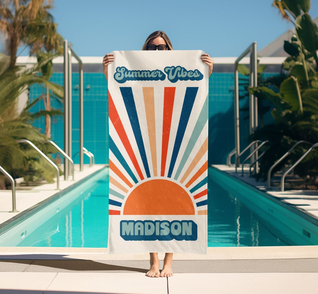 Custom Beach Towel, Vintage Summer Beach Towels, Retro Beach Towel ...