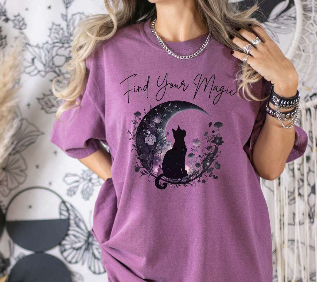 Celestial Black Cat Moon Shirt, Comfort Colors, Astrology Shirt, Moon ...