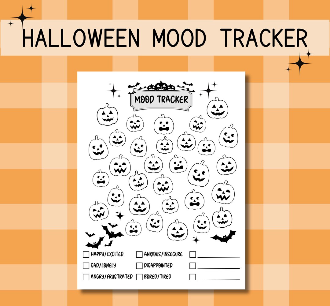 Halloween Mood Tracker, Digital Daily Mood Tracker, Printable Journal ...