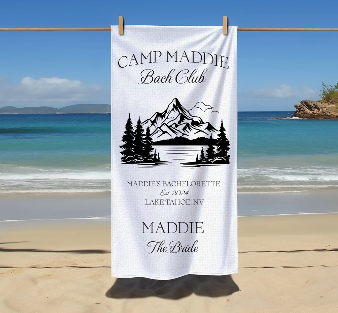 Custom Camp Bachelorette Party Location Beach Towels, the Bach Club ...