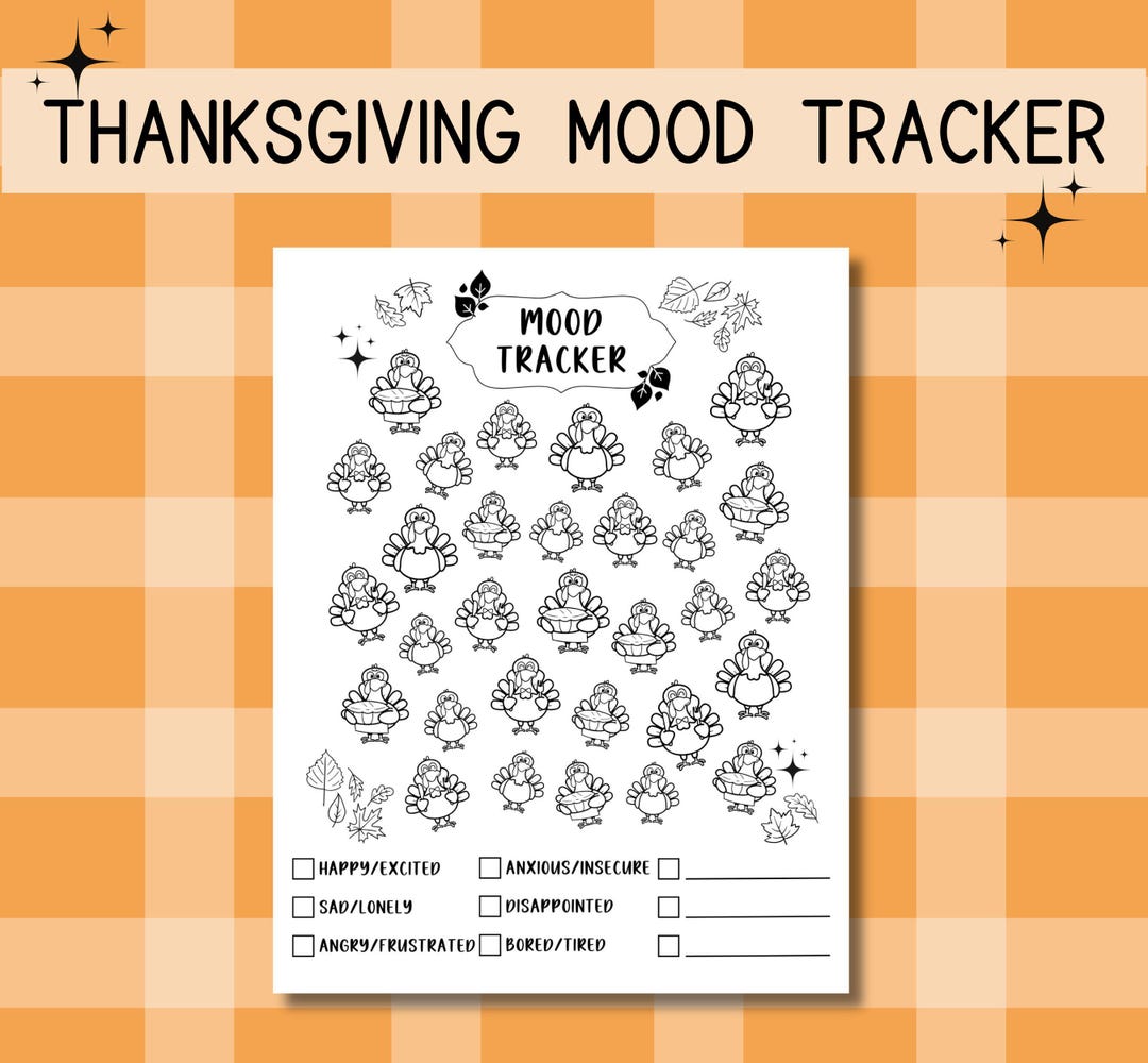 Thanksgiving Mood Tracker, Digital Daily Mood Tracker, Printable ...
