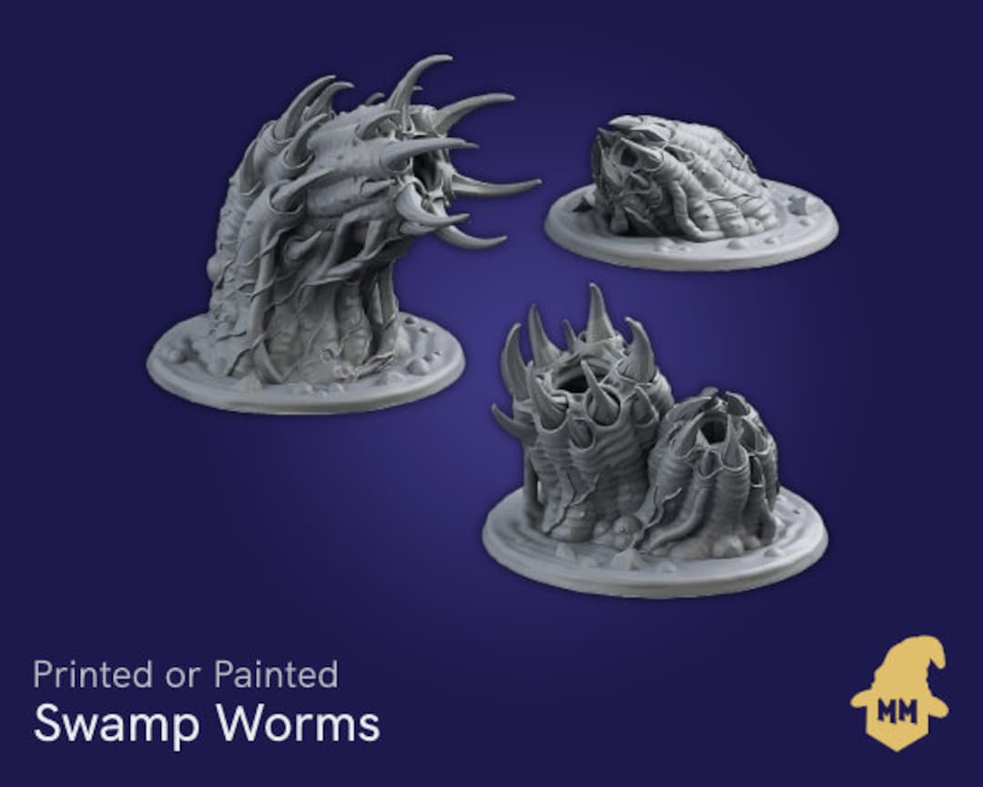 Swamp Worms 3d Printed Miniature 28-32mm Printyourmonsters - Etsy UK