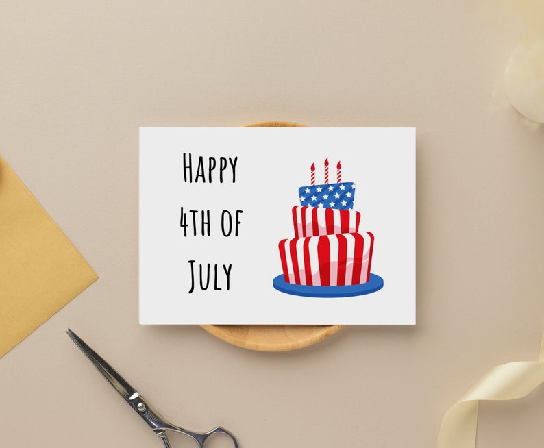 Happy 4th of July Card - Holiday Card - Printable - 4th of July Card ...