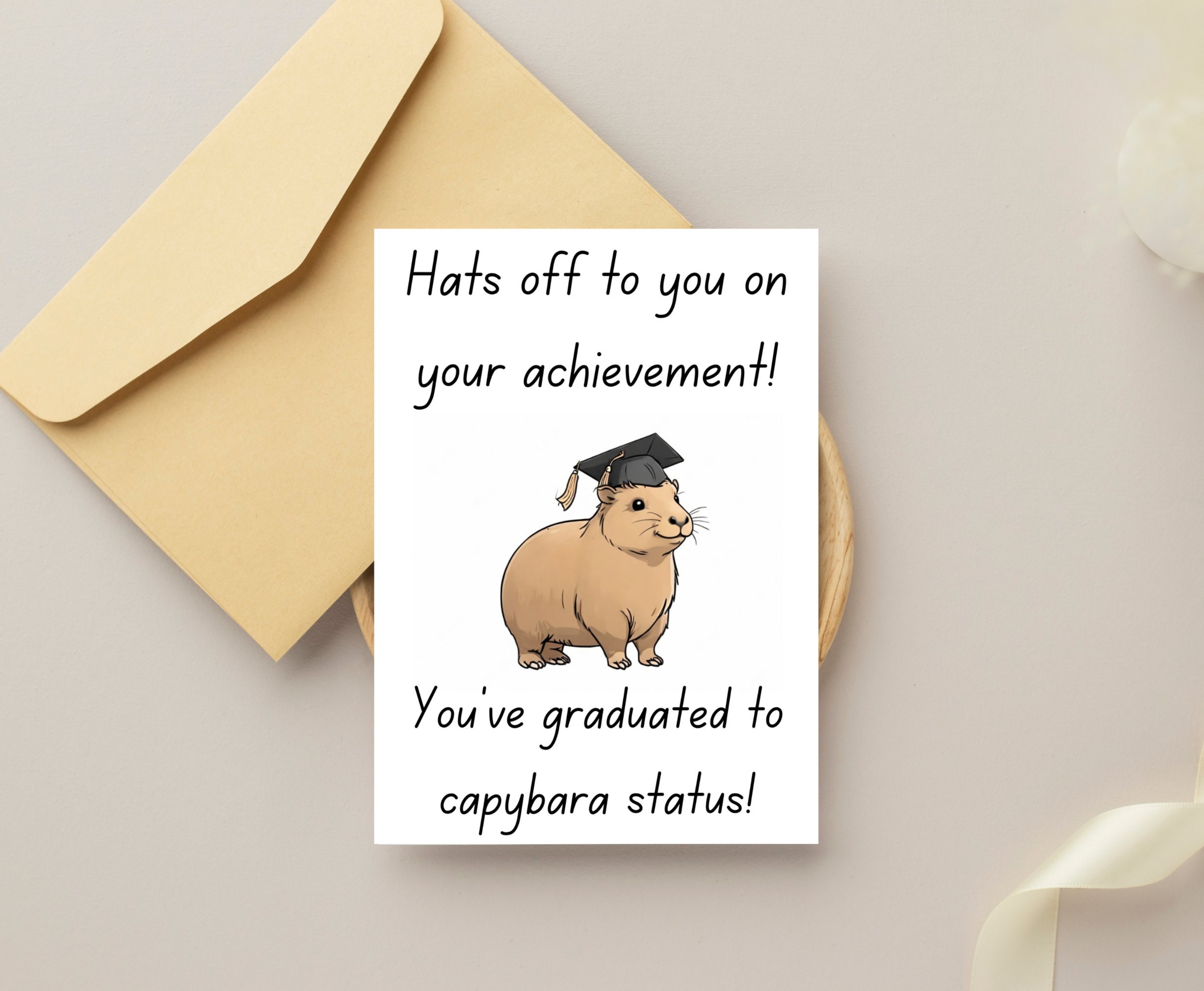 Capybara Graduation Card, Cute Capybara, Funny Grad Card, Printable ...