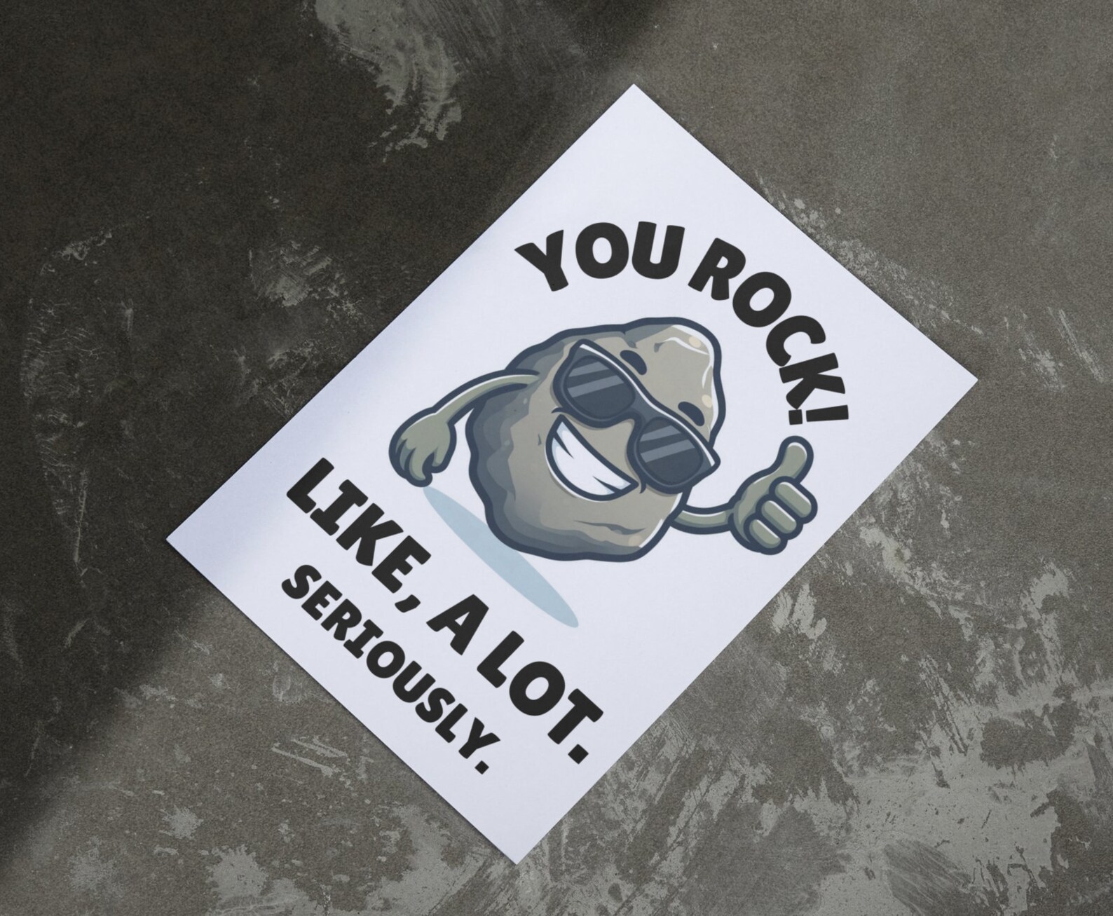 You Rock Greeting Card, Smiling Rock With Sunglasses, Digital Download ...