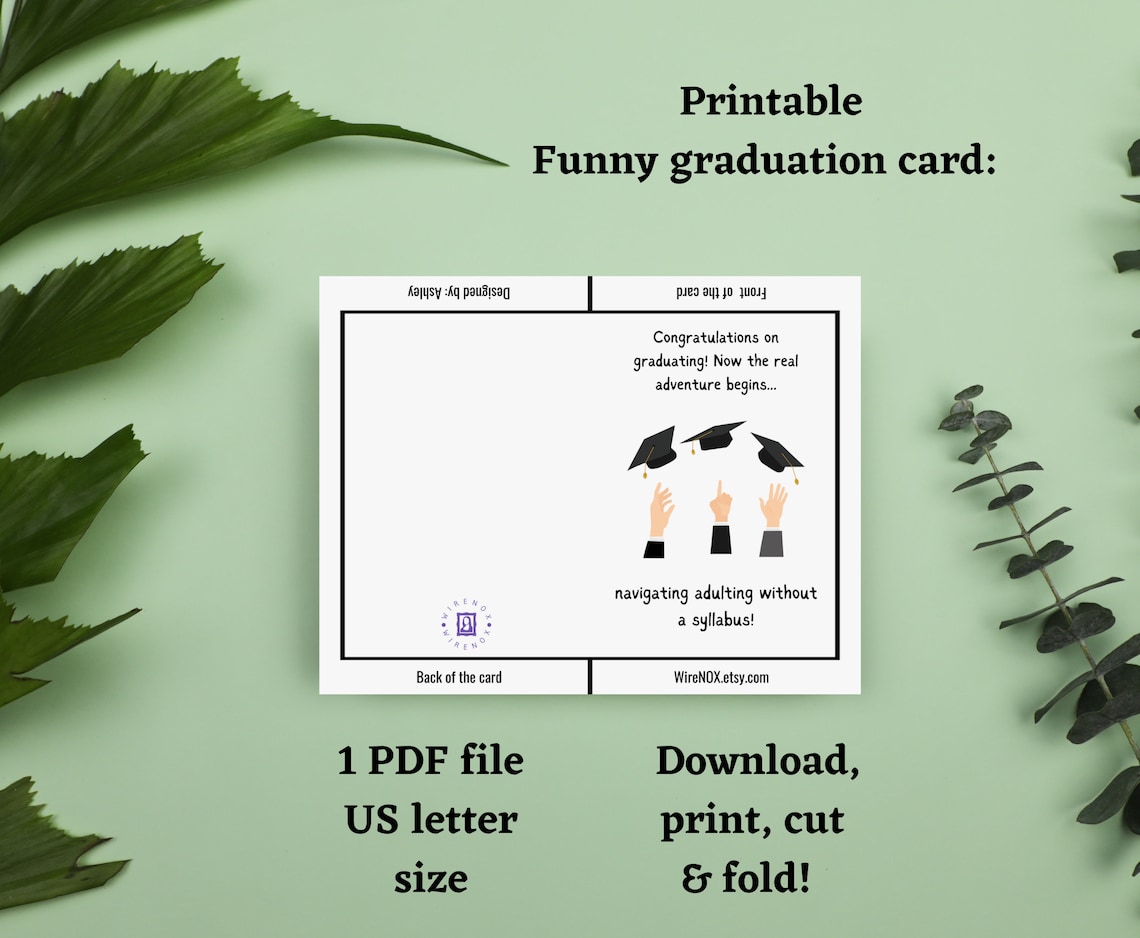 Graduation Congratulations Card Funny Grad Greeting Printable Instant ...