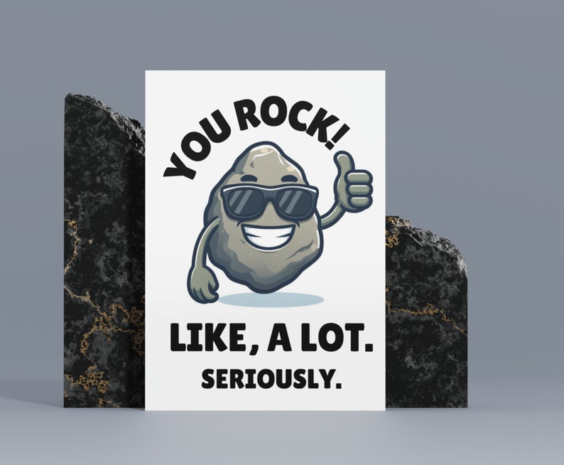 You Rock Greeting Card, Smiling Rock With Sunglasses, Digital Download ...