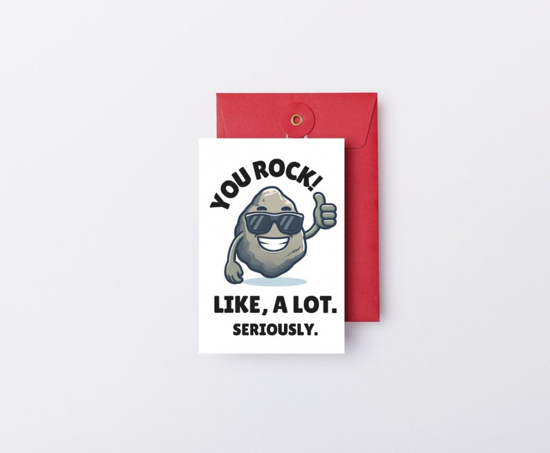 You Rock Greeting Card, Smiling Rock With Sunglasses, Digital Download ...