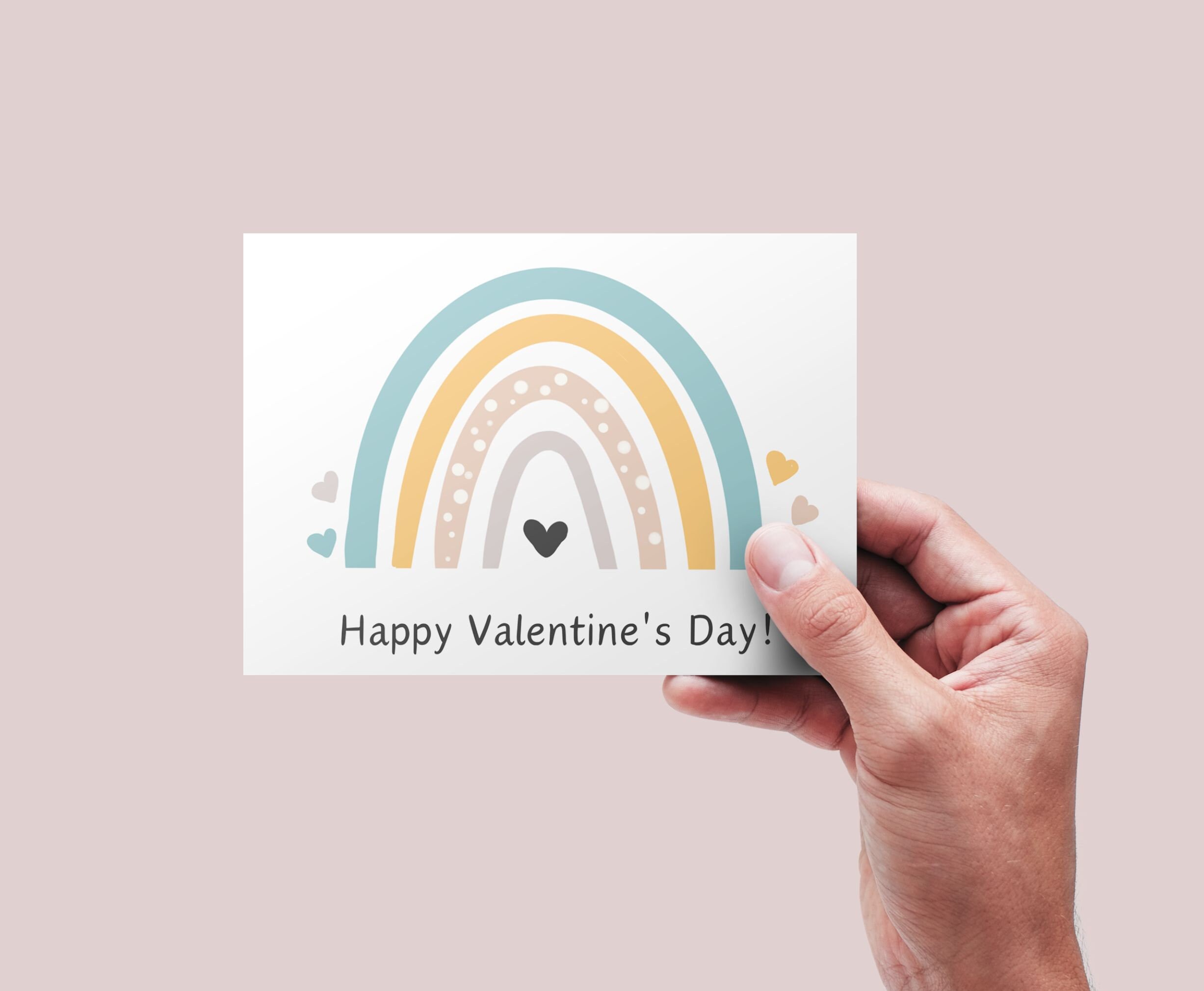 Printable Simple Rainbow Valentine's Day, Happy Valentine's Day Gift ...
