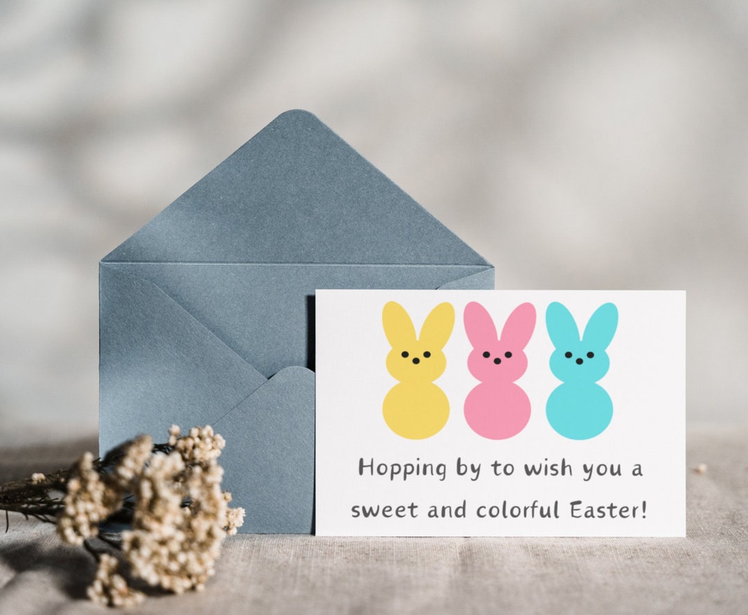 Easter Card, Colorful Peeps Easter Card, Printable, Instant Download ...